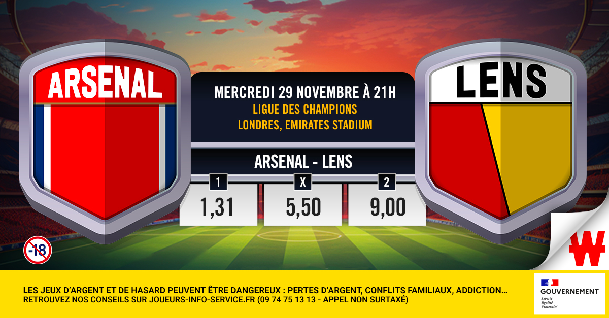 Arsenal - Lens : l'avant-match en chiffres - Actualidad - Winamax